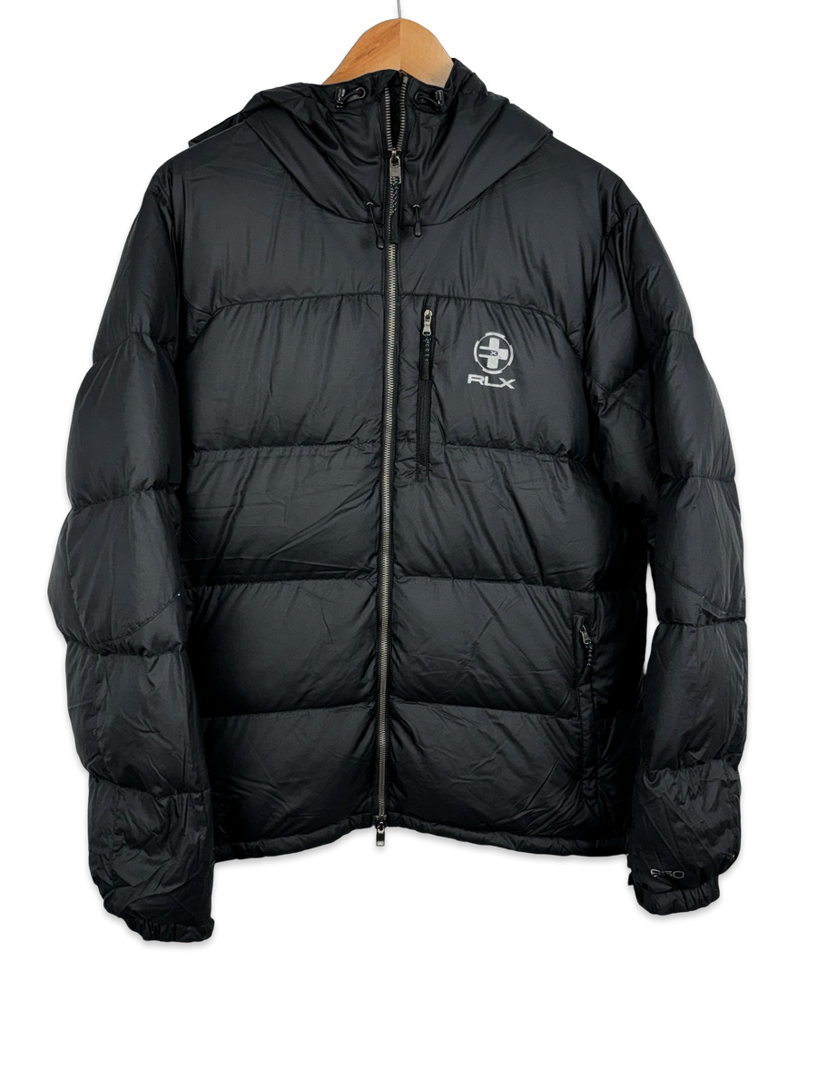 Vintage Ralph Lauren RLX Black Hooded Puffer Jacket (L) – The Vintage ...